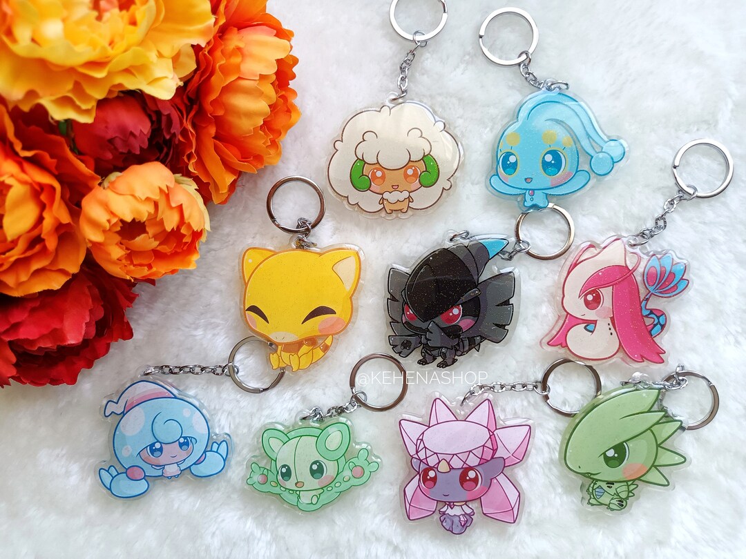 Pokemon Keychain | Milotic - Tyranitar - Hattrem - Diancie - Manaphy ...