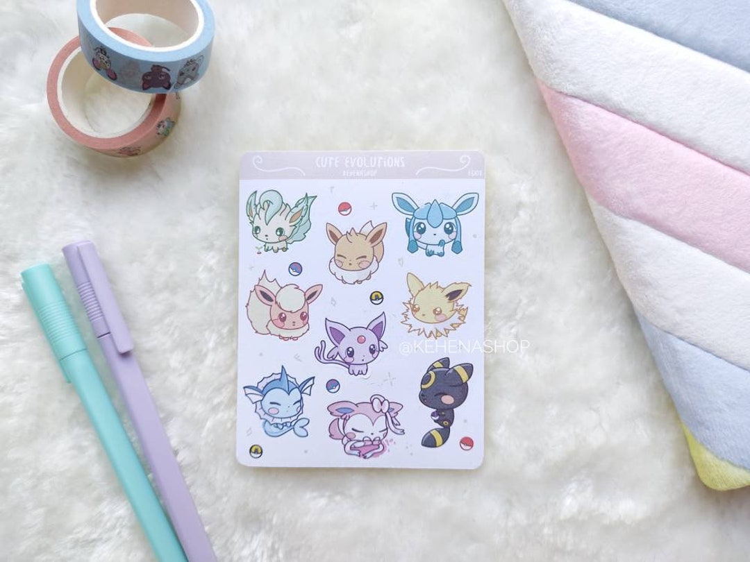 Cute Evolutions - Pokemon - Eeveelutions - Sticker Sheet | Eevee ...