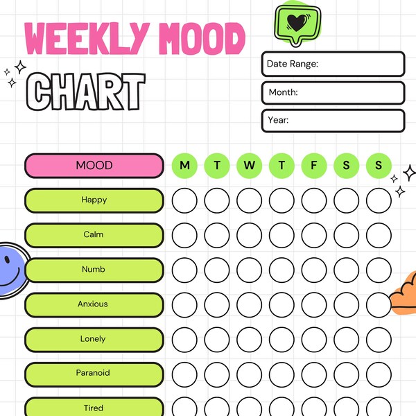 Weekly Mood Tracker - Etsy