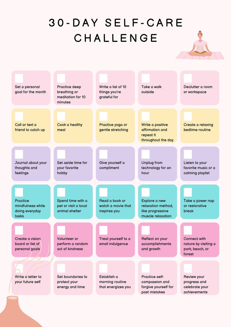 30 Day Self Love Challenge Self Care Mindful Journey Simple Challenge ...