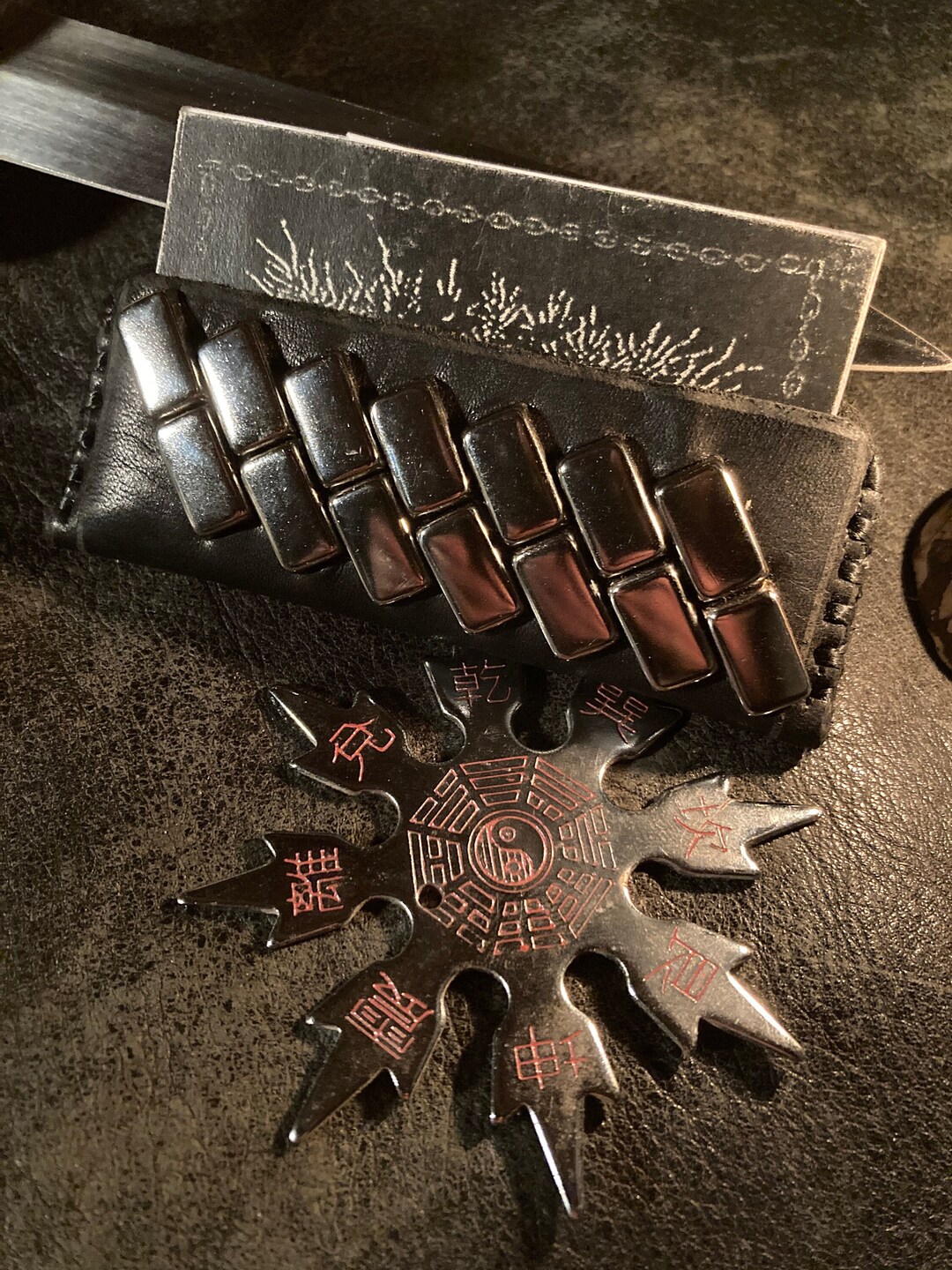 QUIVER of SORROW Studded Leather Card Wallet - Etsy