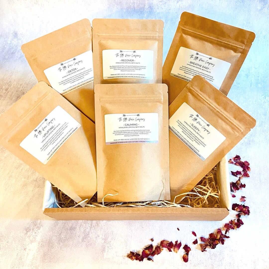 Relaxing Spa Aromatherapy Bath Salts Gift Set Organic Himalayan Crystal ...