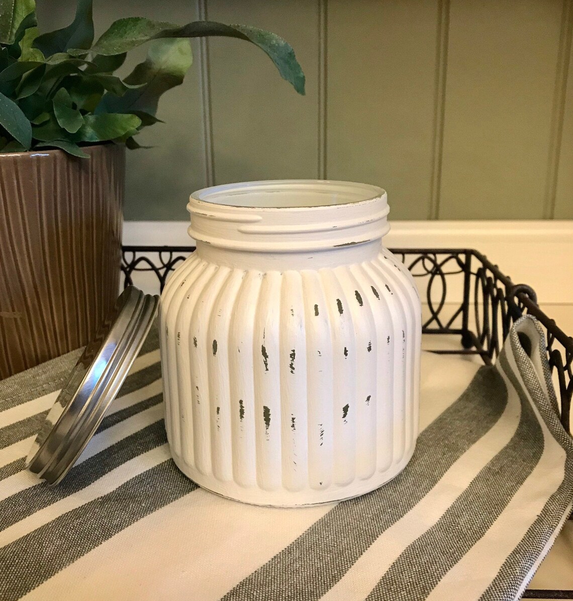 Chalk Paint Containers Shabby Chic Canister Set Rustic Painted Jars ...