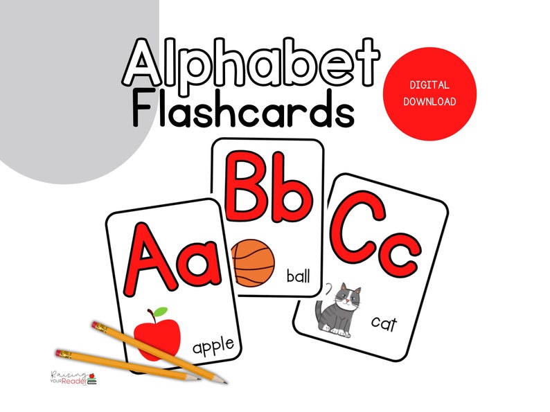 Alphabet Flashcards (RED) / Alphabet Bulletin Board Cards (RED) - Etsy