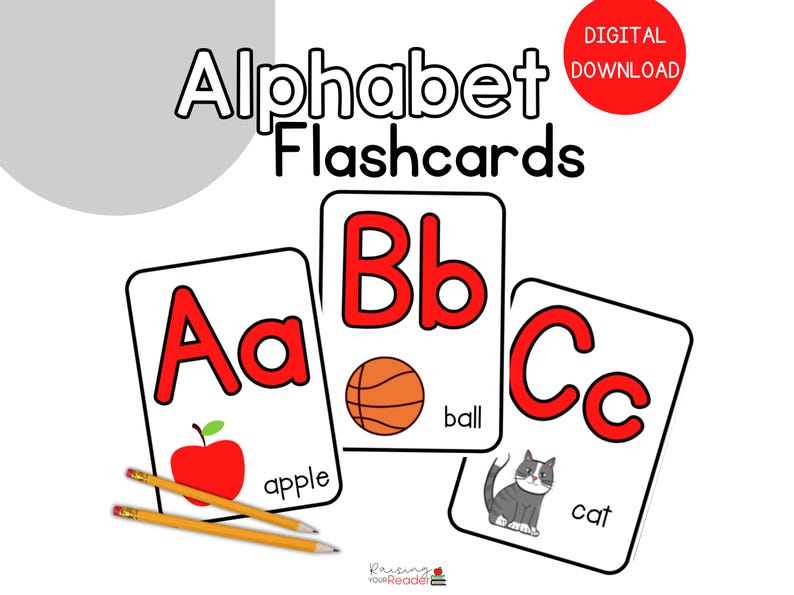 Alphabet Flashcards (RED) / Alphabet Bulletin Board Cards (RED) - Etsy