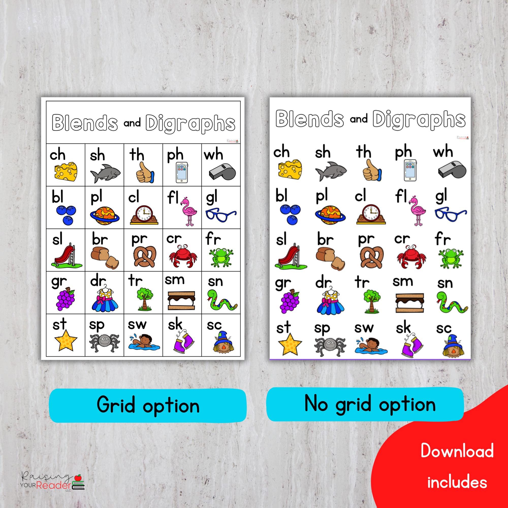 Blends and Digraphs Chart - Etsy
