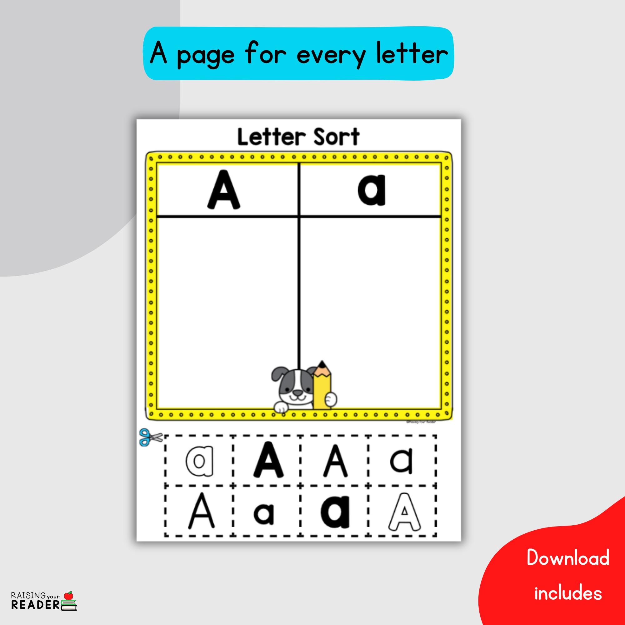 Alphabet Cut and Paste Sort: Uppercase and Lowercase - Etsy