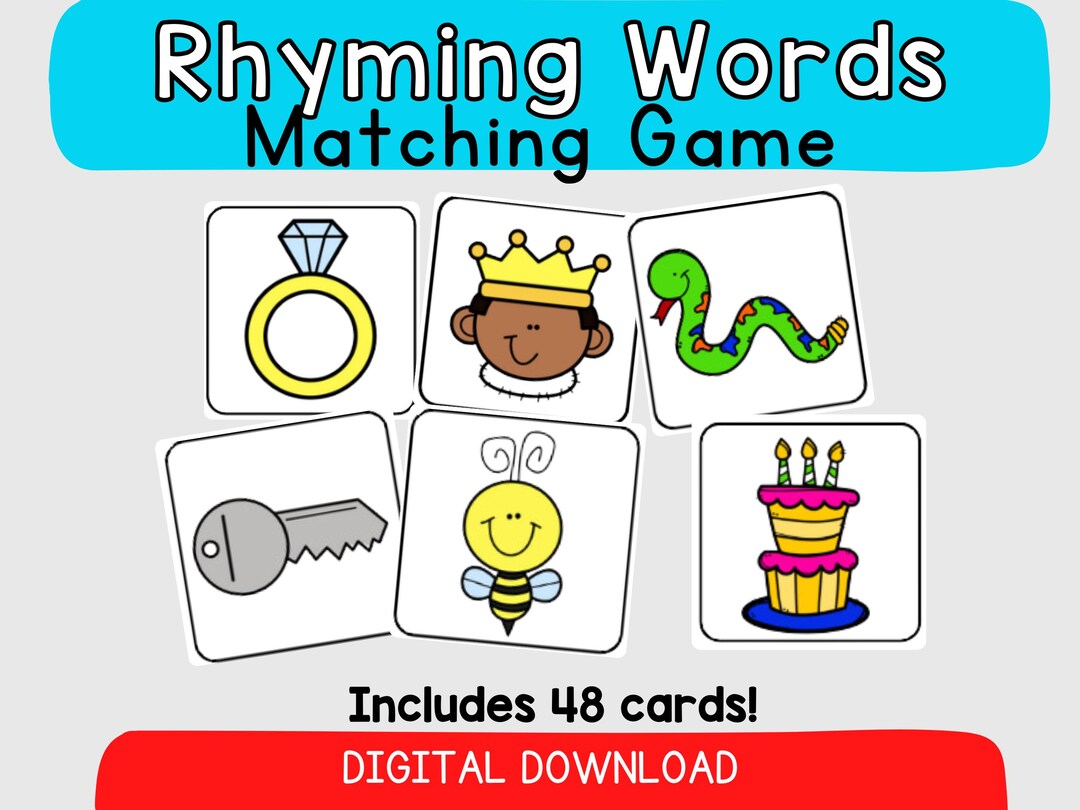 Rhyming Words Matching Game - Etsy