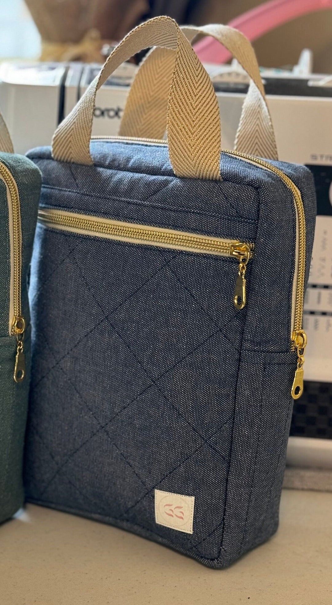 Quilted Bible Bag Denim Blue Woven Canvas - Etsy