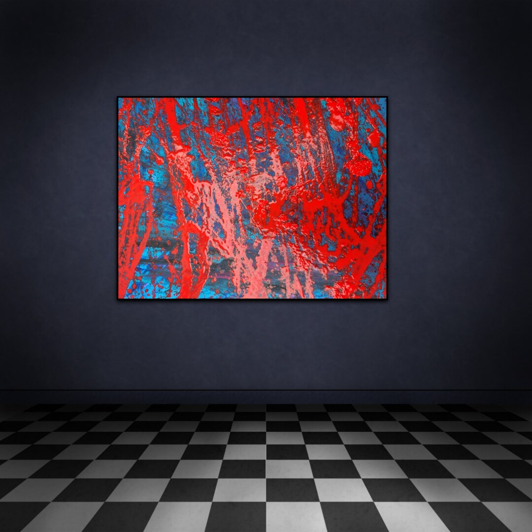 Red Blue Minimal Art, Richter Art, Red Blue Print of Paint, Red Blue ...