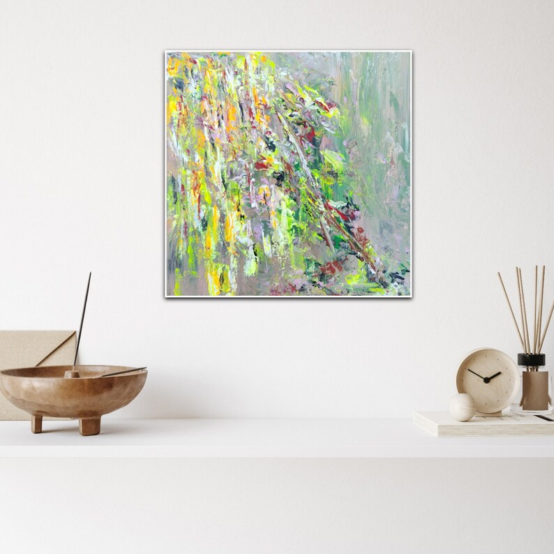 Blue Yellow Abstract Paint, Richter Style, Blue Yellow Landscape Paint ...