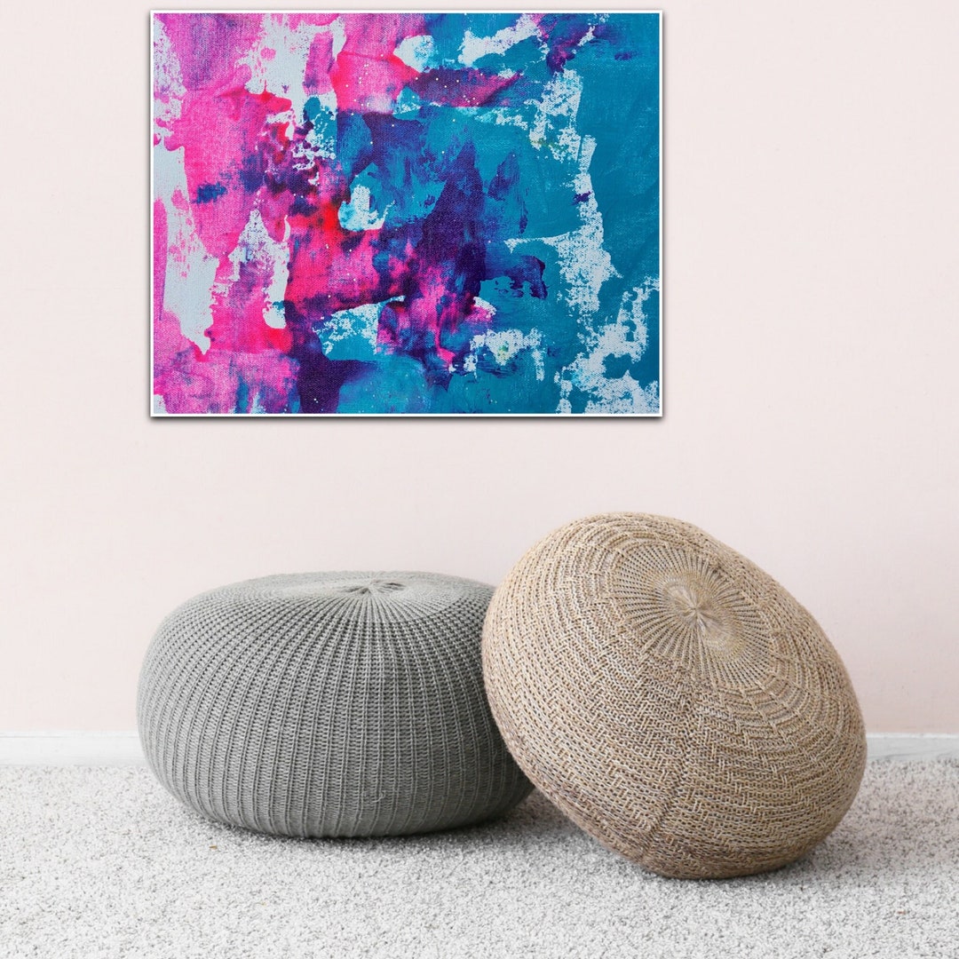 Gerhard Richter Style Lila Blue Abstract Painting Minimal - Etsy