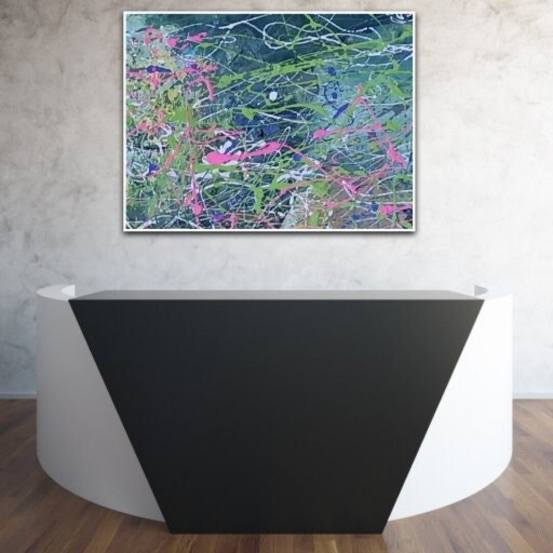 Jackson Pollock Style Painting, Green Blau Abstract Painting, Pollock ...