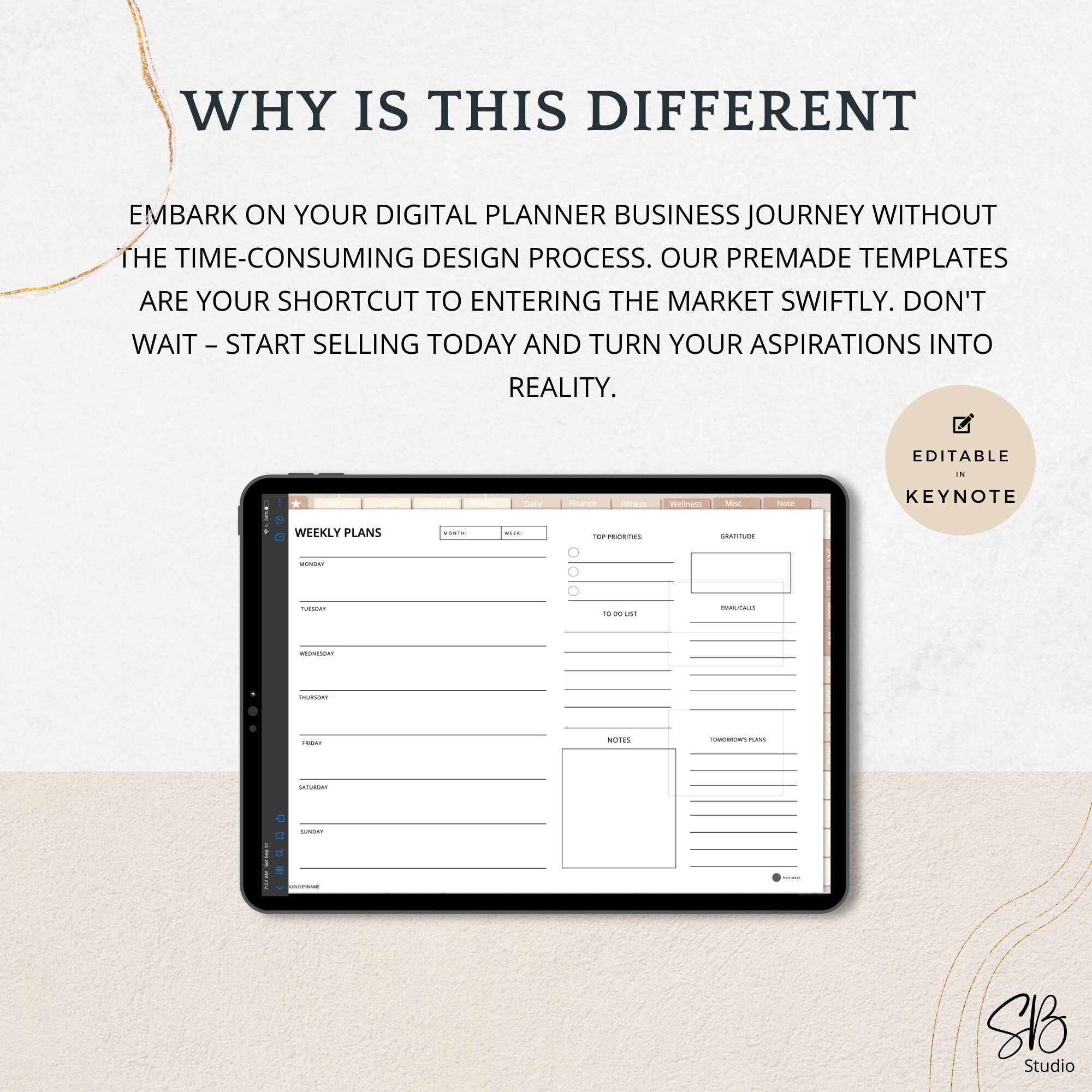 Digital Planner Template, Custom Digital Planner Templates, Keynote ...
