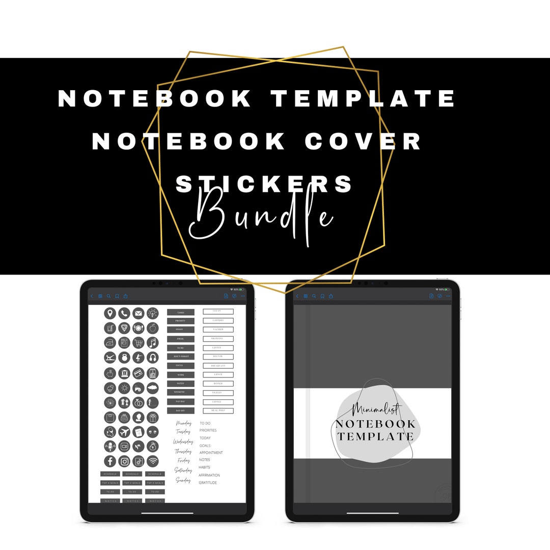 Minimalist Digital Notebook Template Notebook Cover Template - Etsy