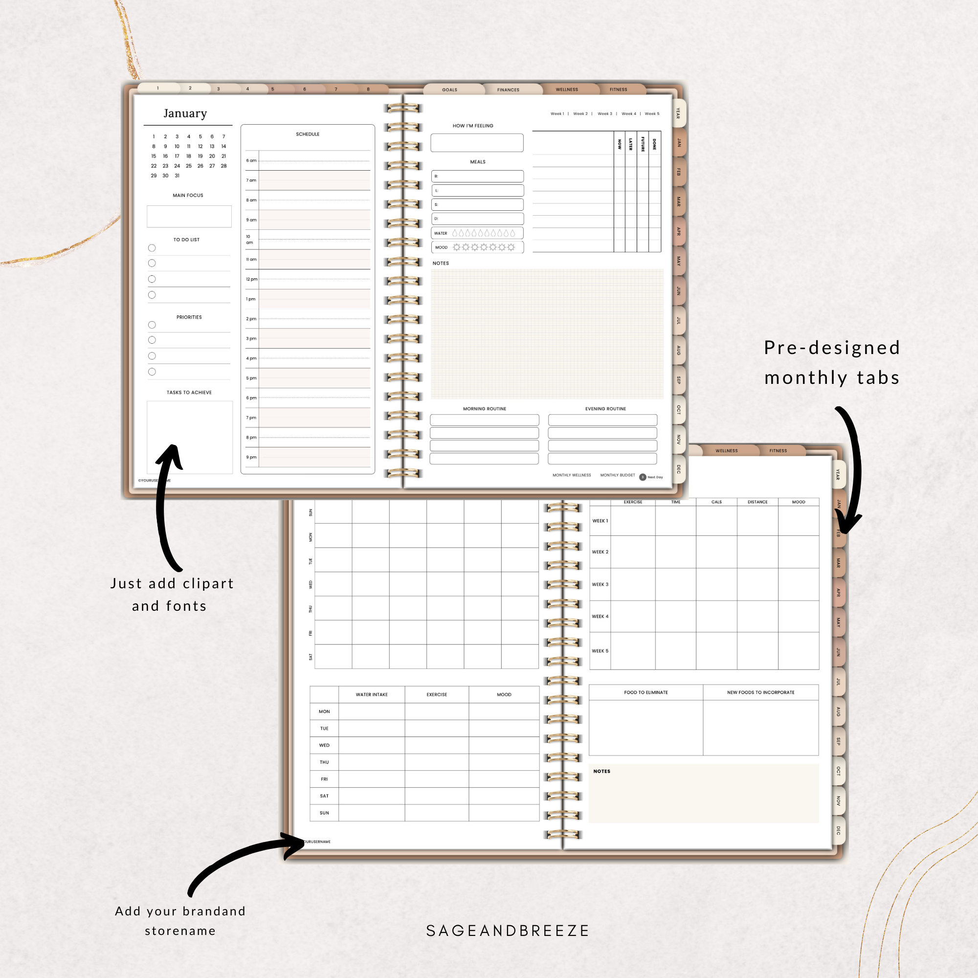 Undated Digital Planner Templates, Customizable Keynote Planner ...