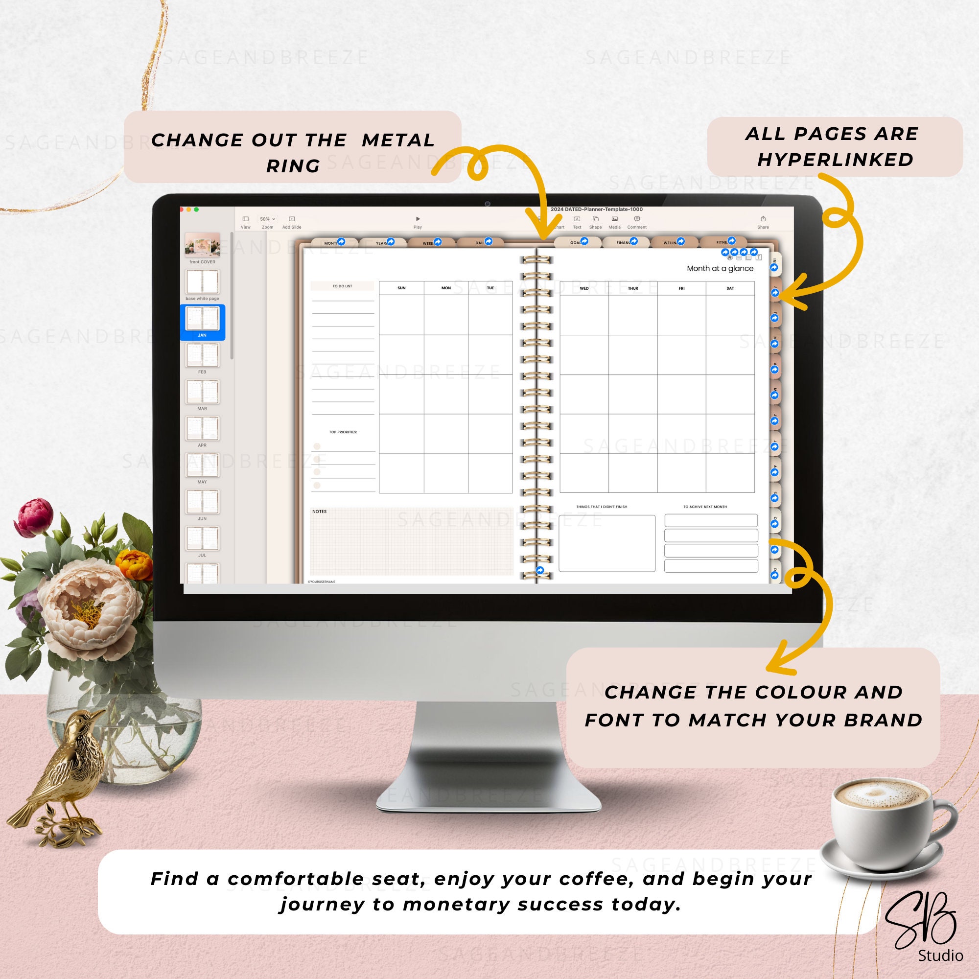 2024 Digital Planner Templates, Hyperlinked Digital Planner Template ...