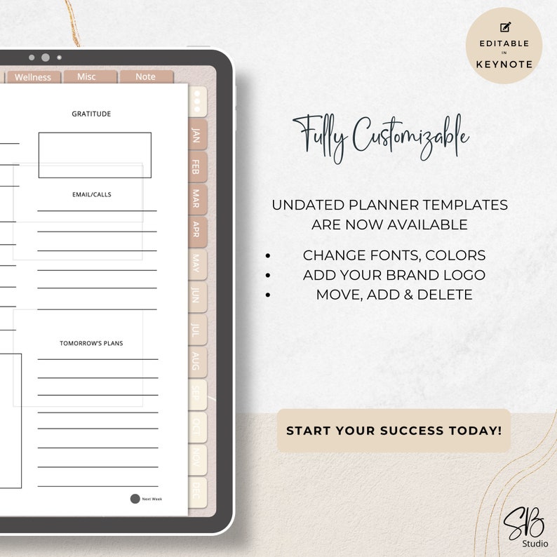 Digital Planner Template, Custom Digital Planner Templates, Keynote ...