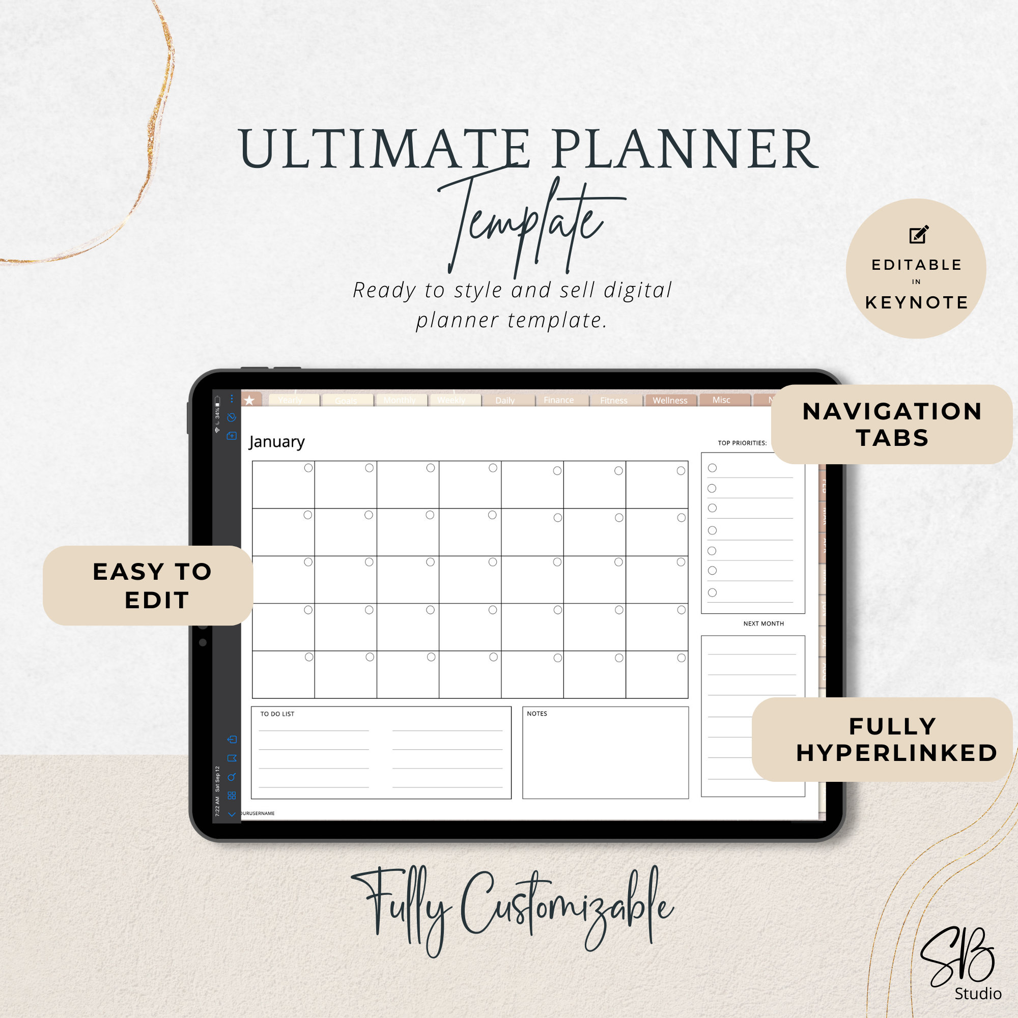 Digital Planner Template, Custom Digital Planner Templates, Keynote ...