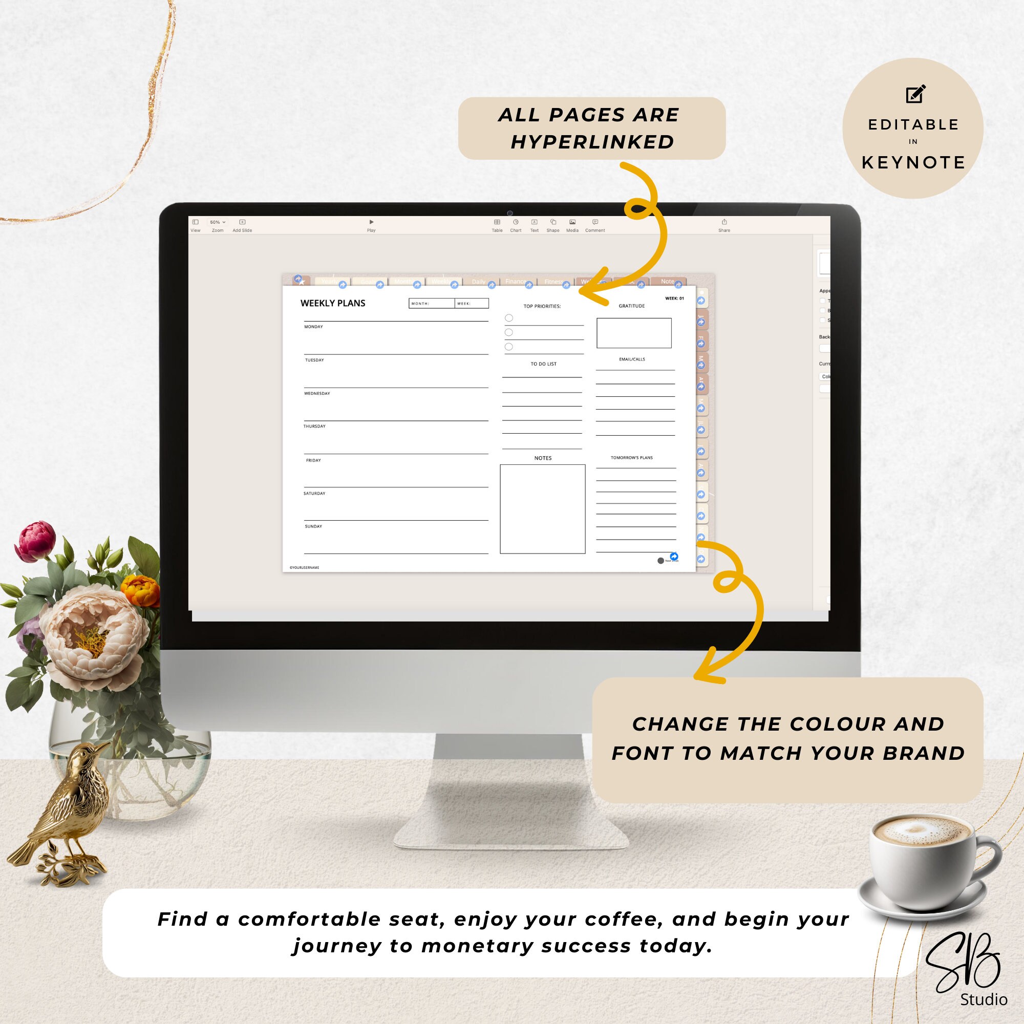 Digital Planner & Notebook Template Bundle, Planner Template, Custom ...
