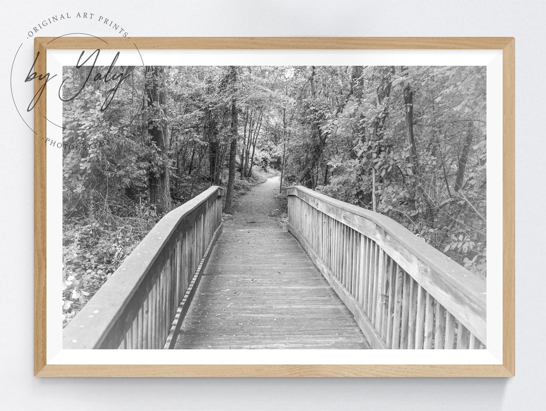 Wooden Walking Bridge Art Print, Bridge Wall Printable, Wooden Bridge ...