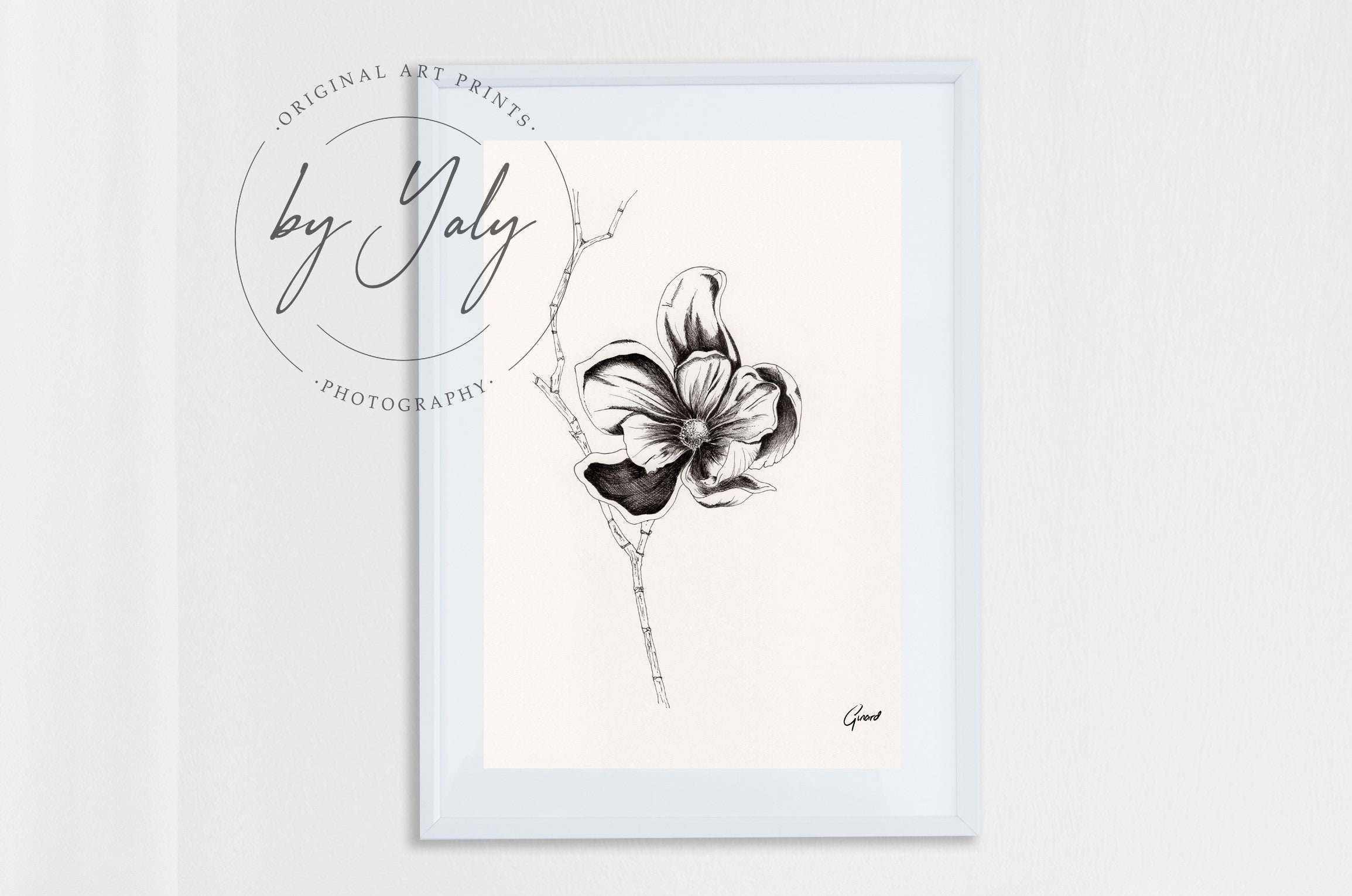 Magnolia Hand Drawn Ink Illustration, Black Ink Magnolia Wall Art Print ...