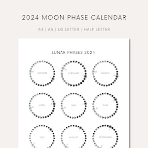Moon Calendar 2024 Desk Printable Moon Phases Download Moon Journal ...