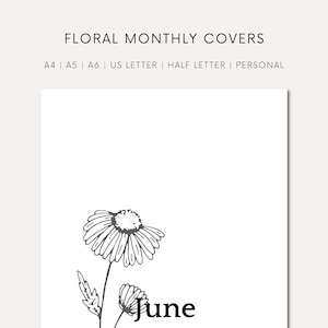 Planner Cover Printable Journal Pages A6 Floral Dividers Digital ...