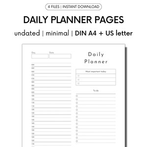 Minimal Daily Planner Printable Letter Daily Planner Download Planner ...