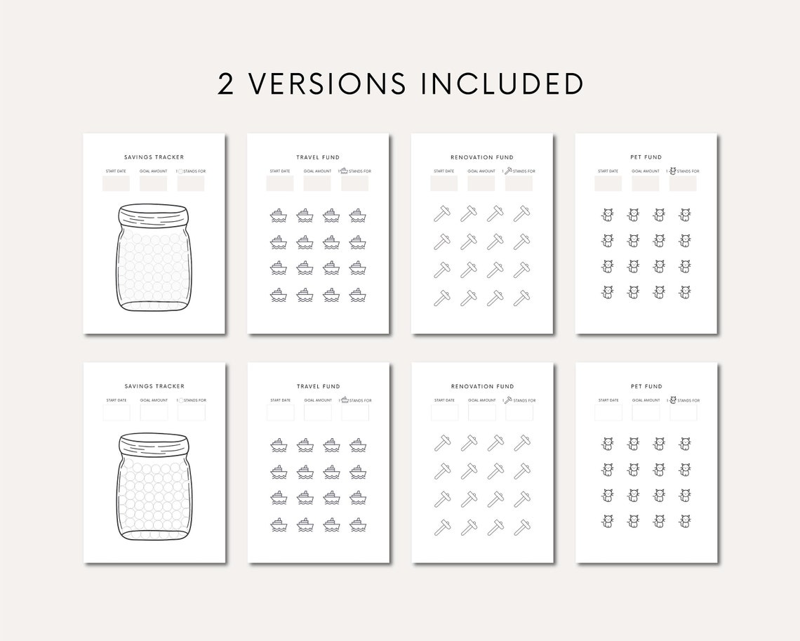 Printable Savings Tracker Bundle Download Saving Funds Bundle for ...