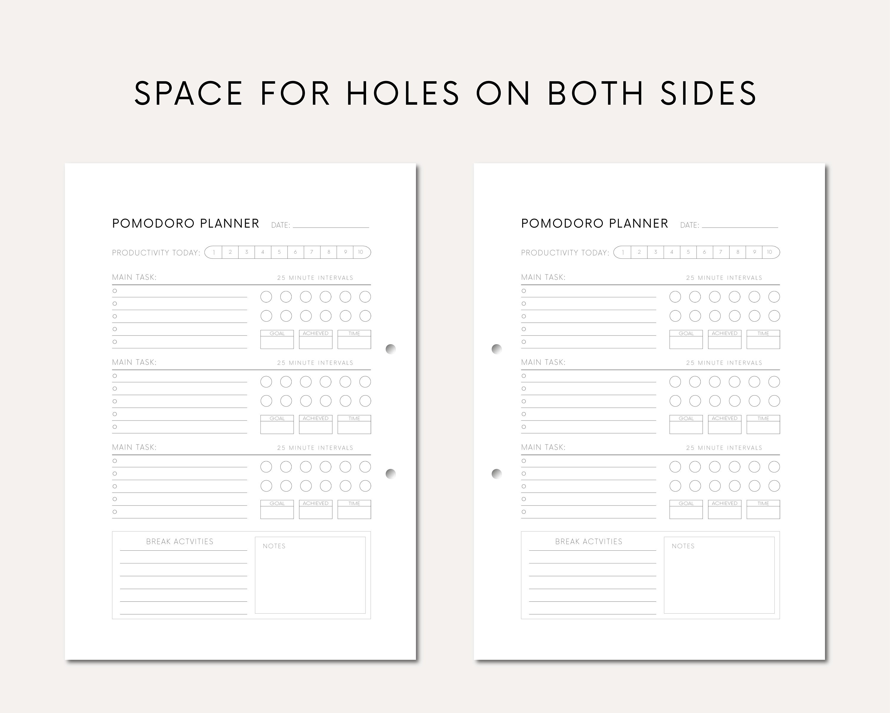 Printable Pomodoro Tracker Pages Download Pomodoro Planner Insert ...