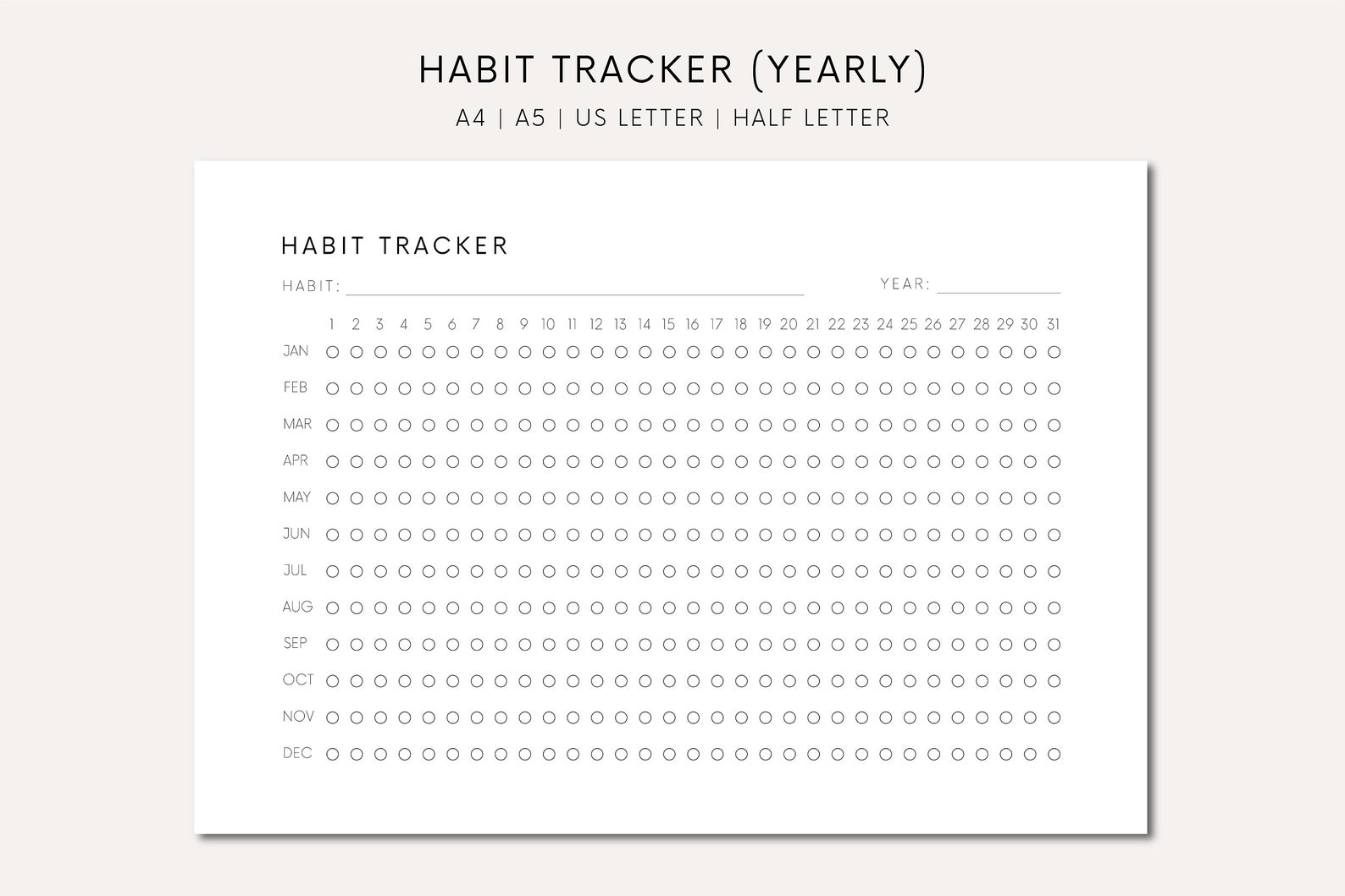 Habit Tracker Printable Fitness Tracker Download Reading Tracker ...