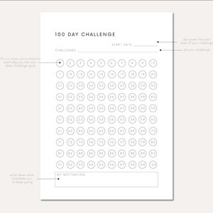 100 Day Challenge Printable Habit Tracker Download Start New Habit ...