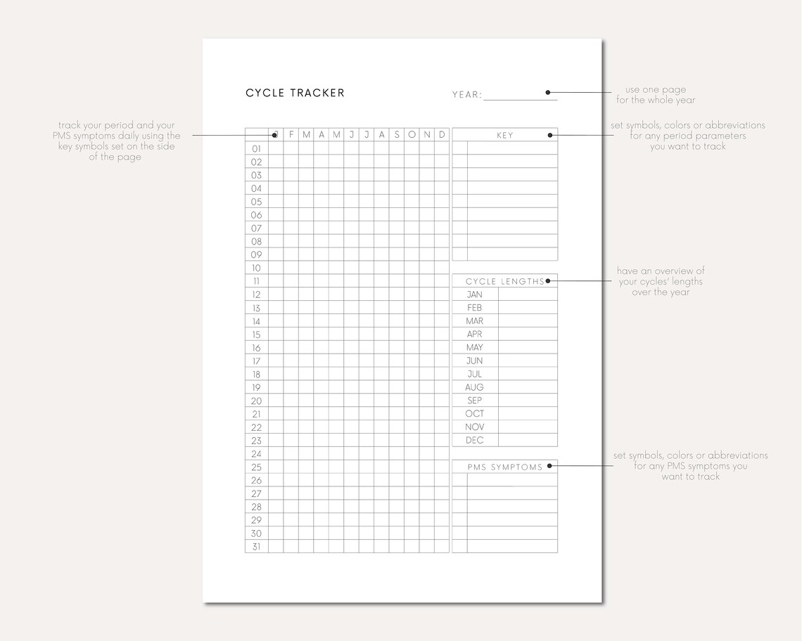 Period Tracker Printable Period Track PDF Ovulate Tracker Printable ...
