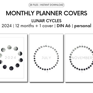Planner Covers Printable Lunar Planner Cover A6 Printable - Etsy