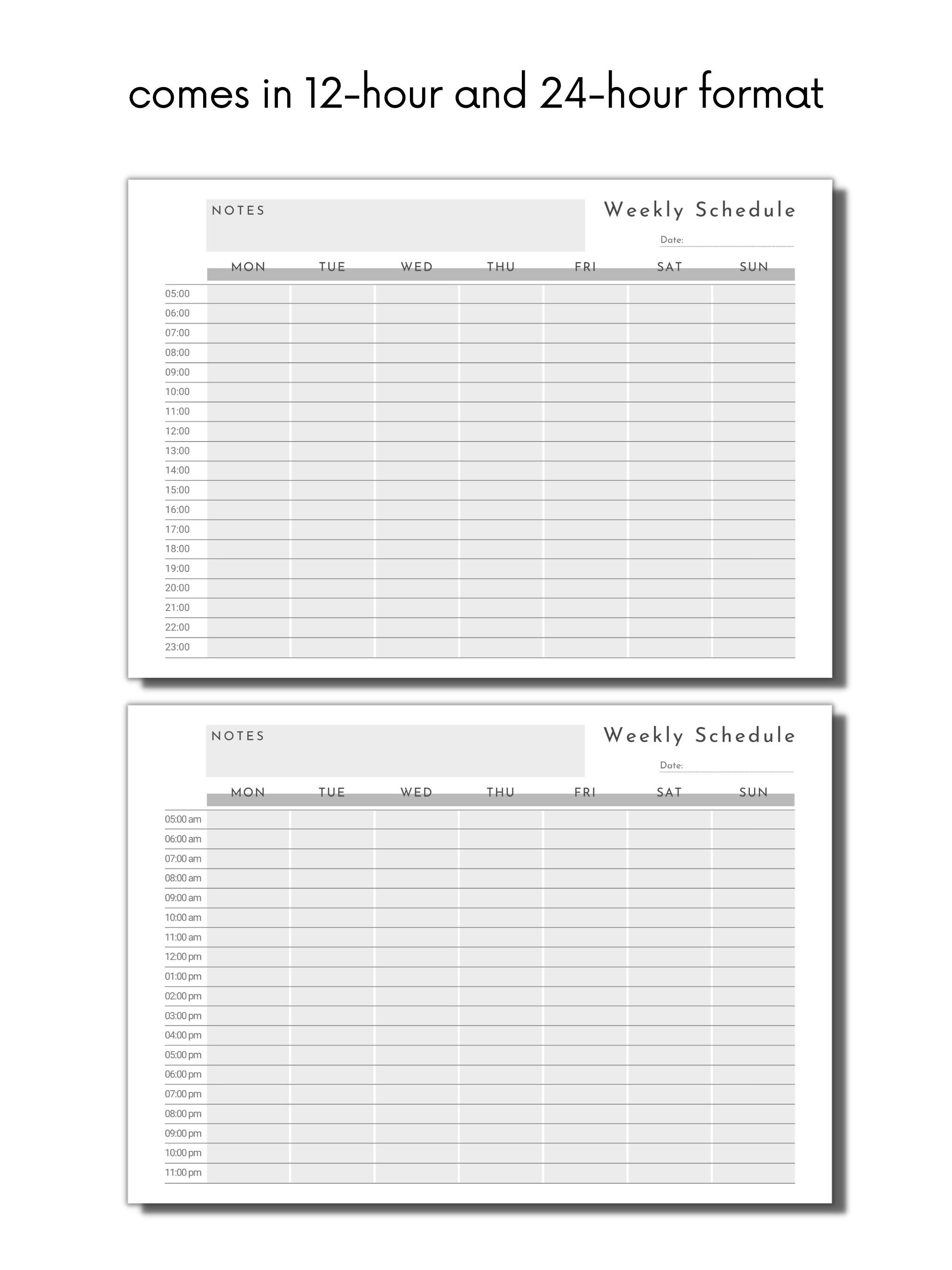 Minimalistic Weekly Schedule Printable A4 Planner Page for Journal ...