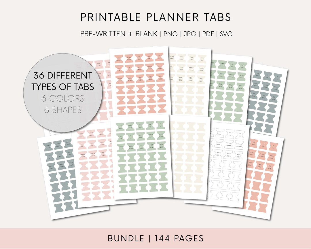 Planner Tabs Printable Tab Dividers Download Planner Diviedrs Digital ...