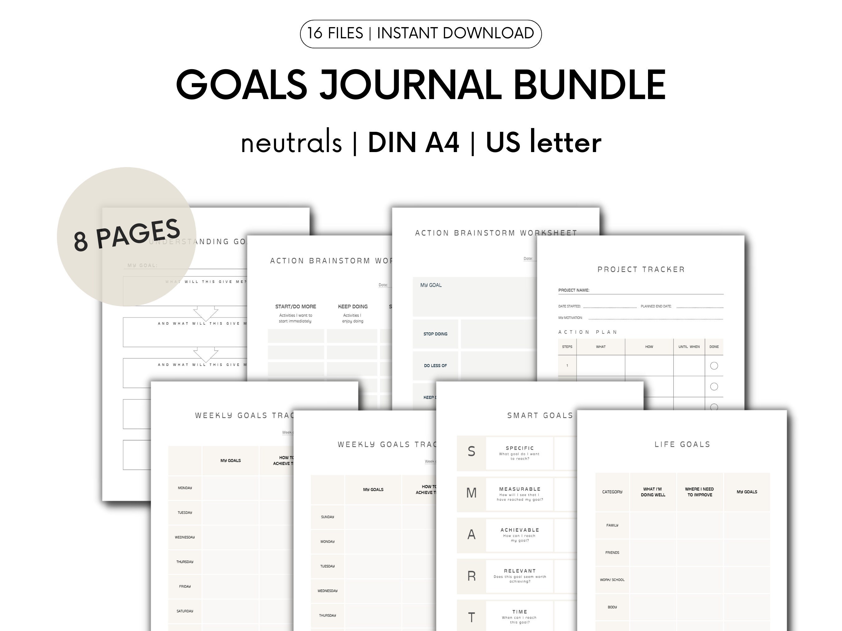Goals Planner Printable Goals Tracker Printable Planner Pages Download ...