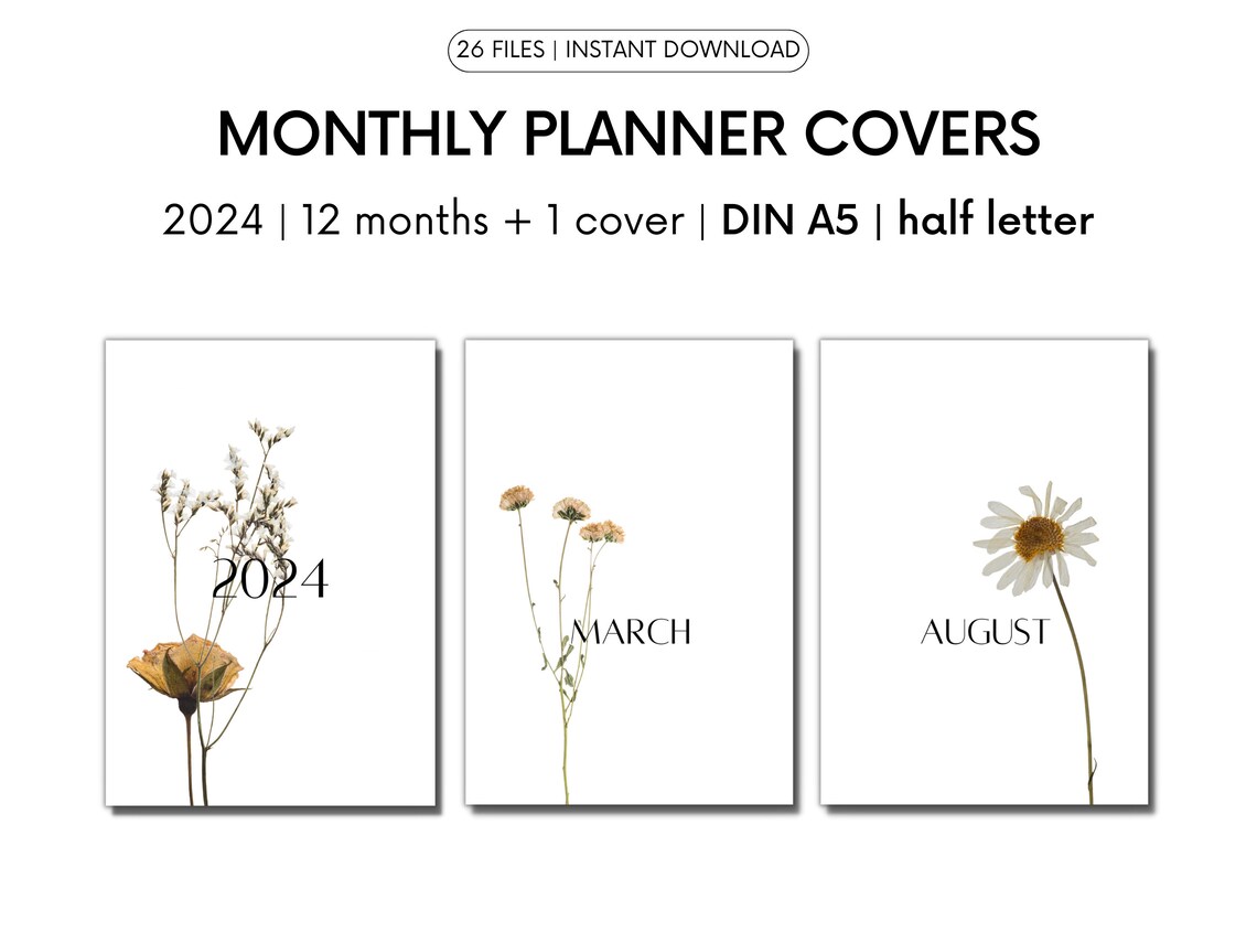 Planner Covers Printable Letter Download Planner Cover Inserts - Etsy