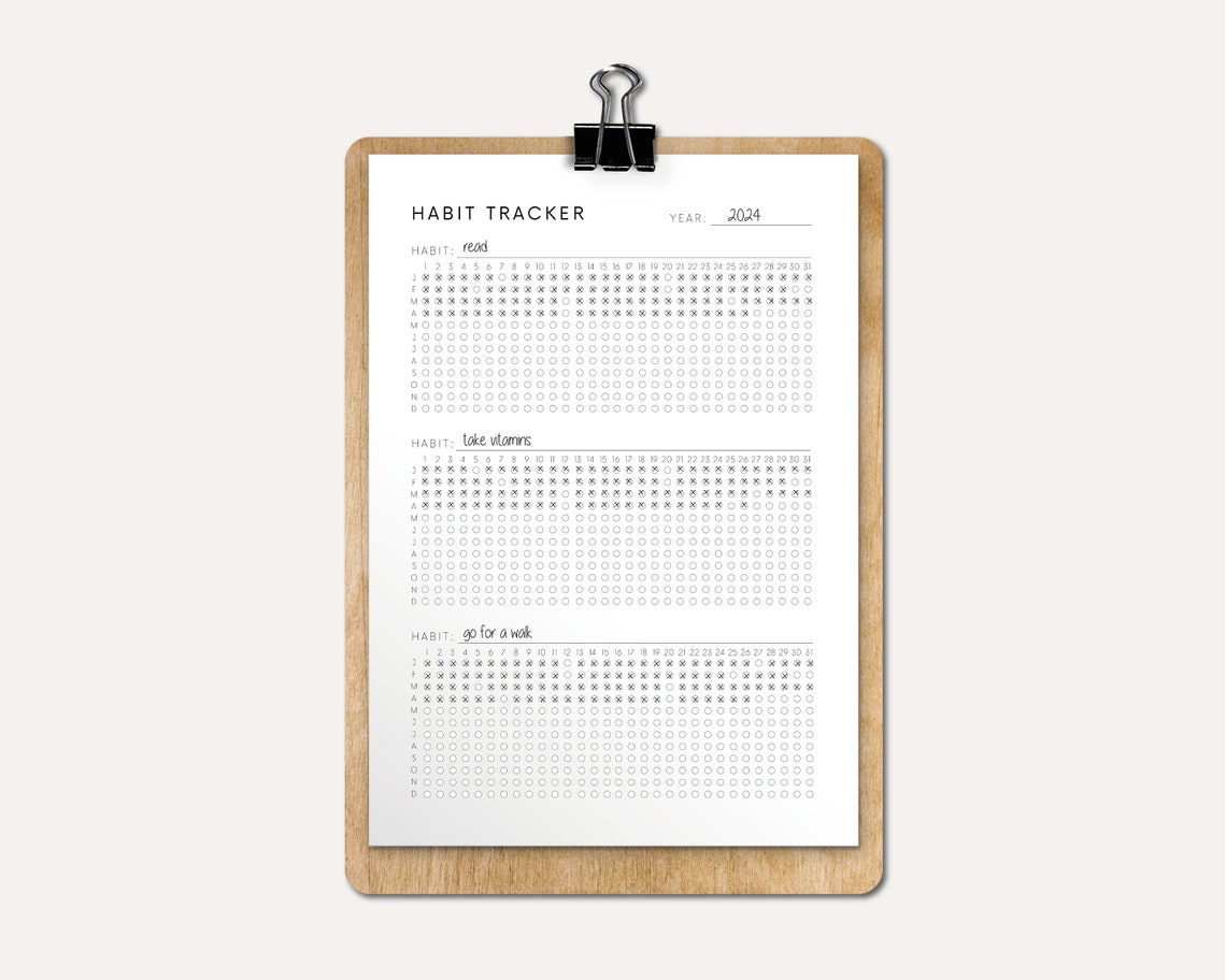 Printable Habit Tracker Yearly Goal Tracker Printable Yearly Habit ...