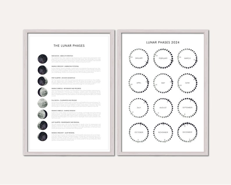 Printable Moon Poster 2024 Wall Calendar 2024 Planners Download 2024 ...