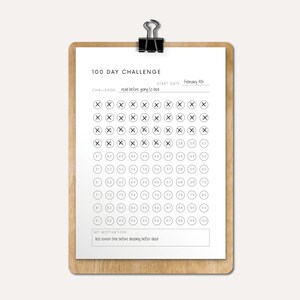 100 Day Challenge Printable Habit Tracker Download Start New Habit ...