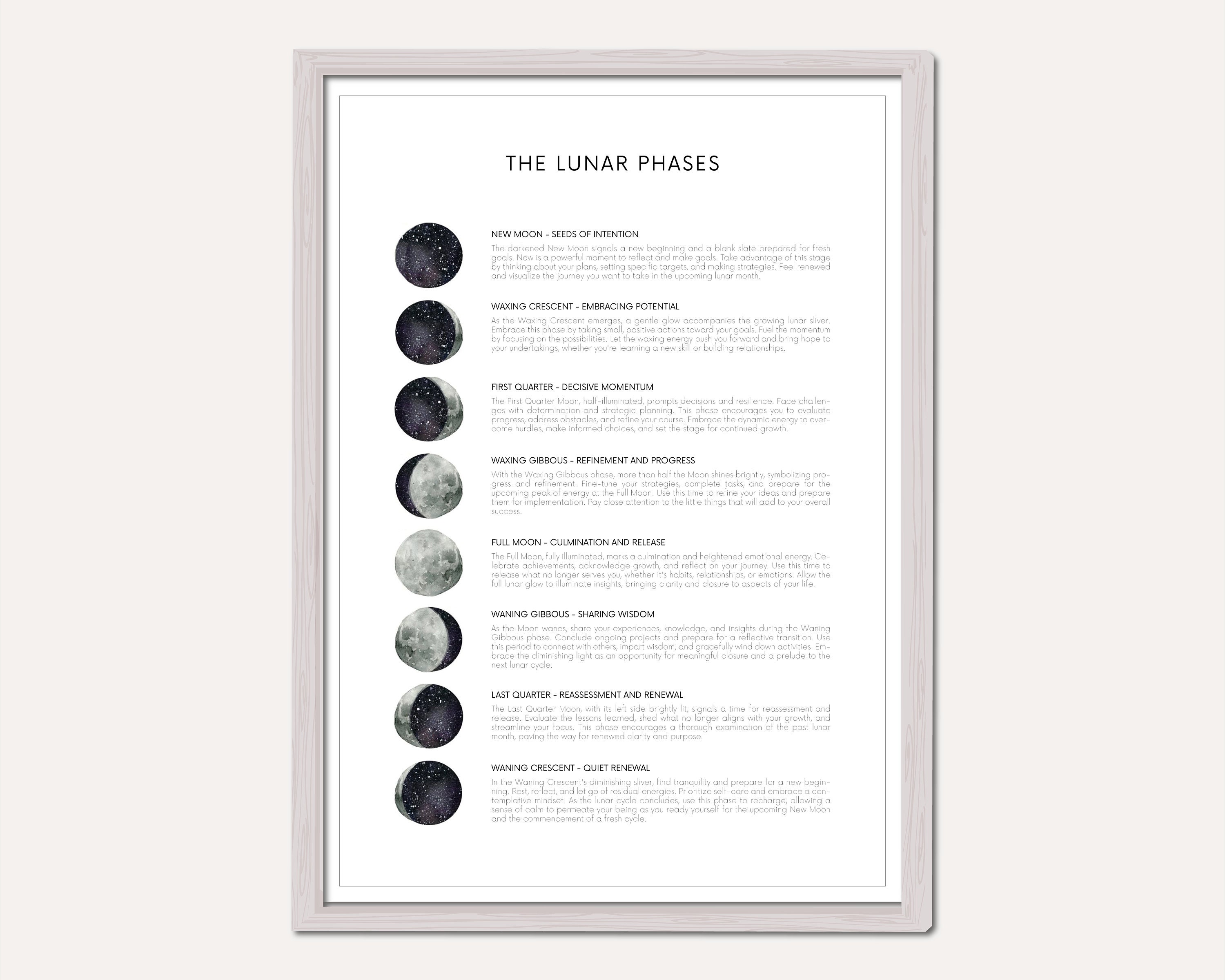 Printable Moon Phases Wall Art Download Moon Phase Printable Lunar ...