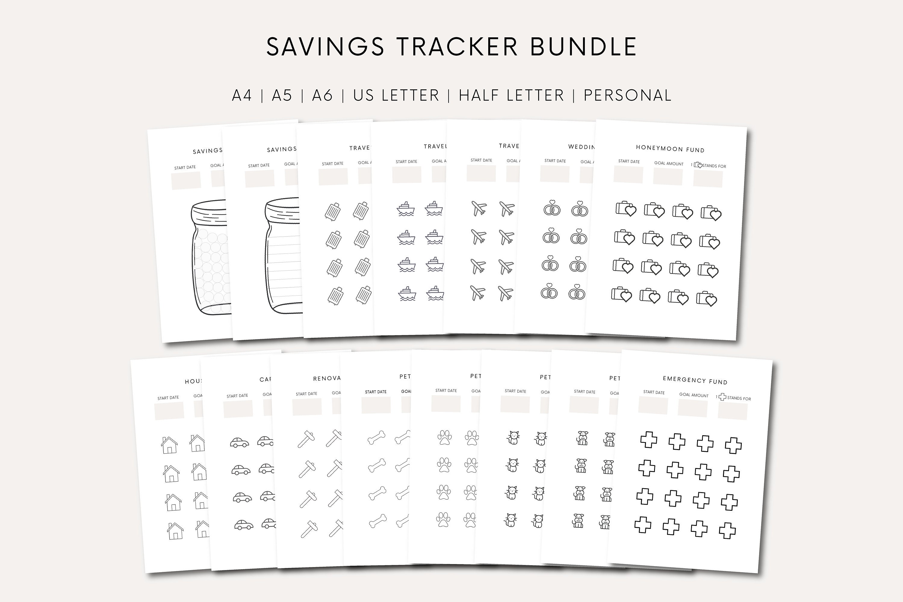 Printable Savings Tracker Bundle Download Saving Funds Bundle for ...
