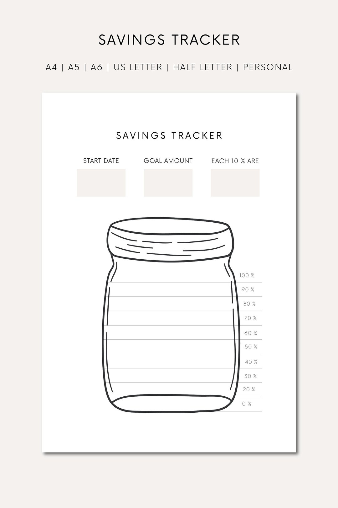 Savings Printable Tracker Page Download Savings Jar Planner A4 Savings ...