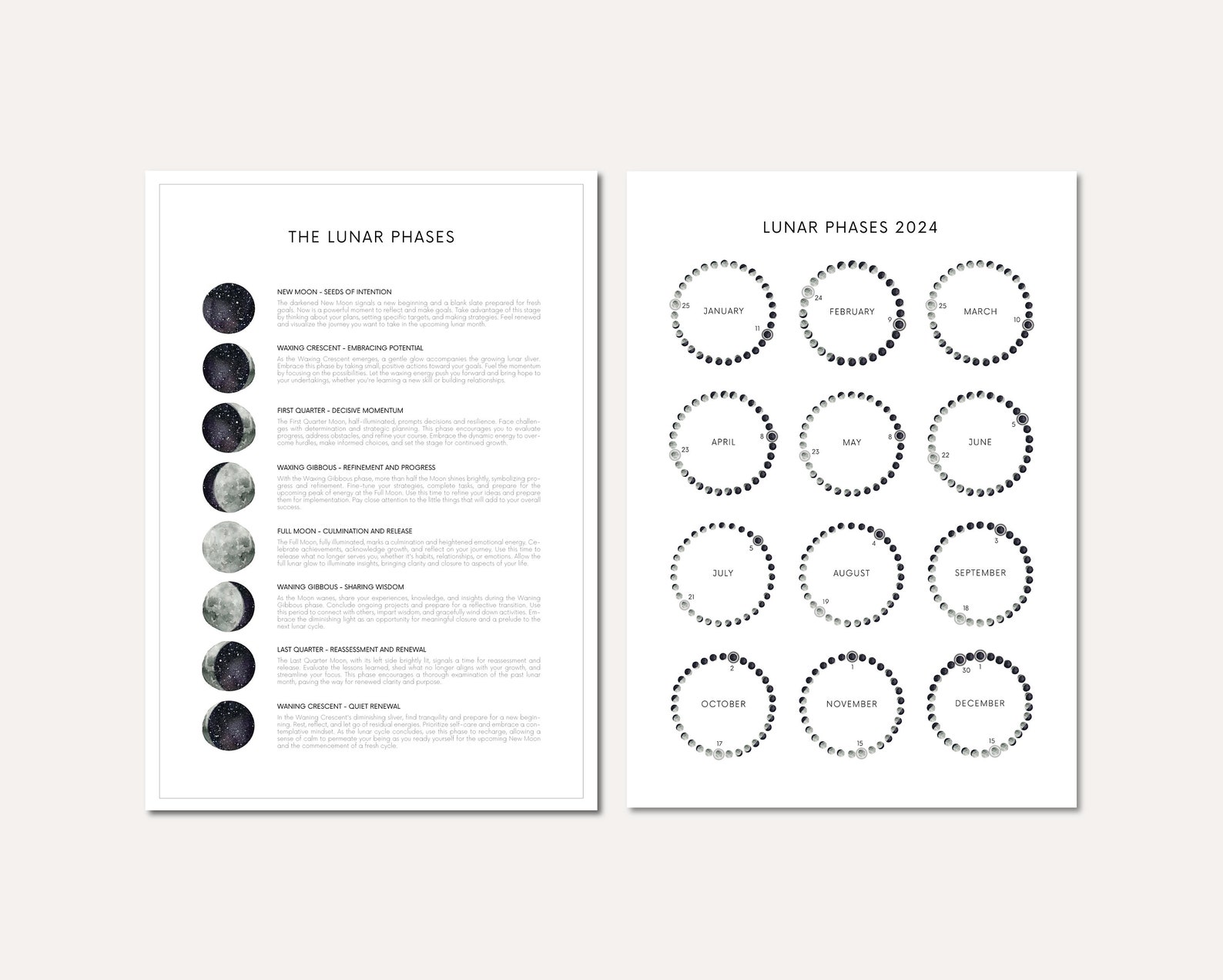 Printable Moon Journal Download Moon Calendar Download Moon Wall Art ...