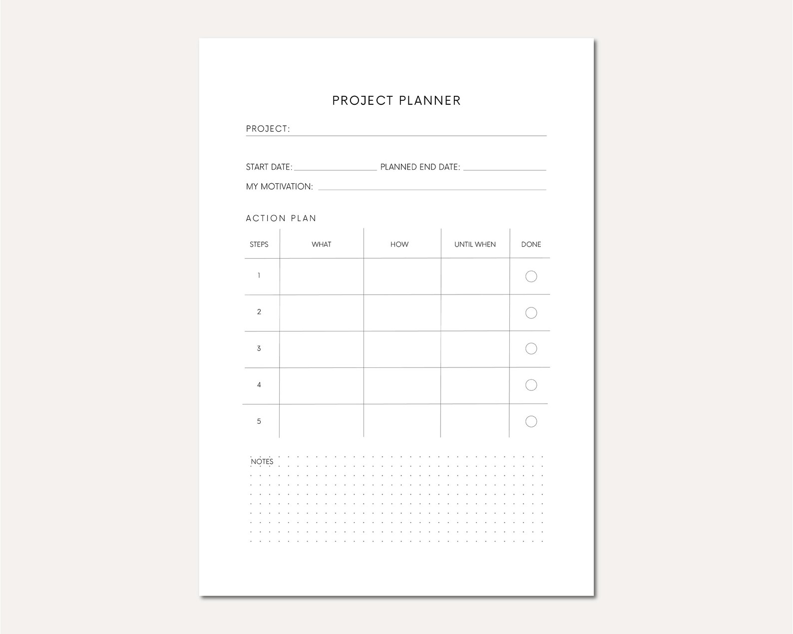 Project Planner Printable Project Tracker Goals Printable A4 Goals ...