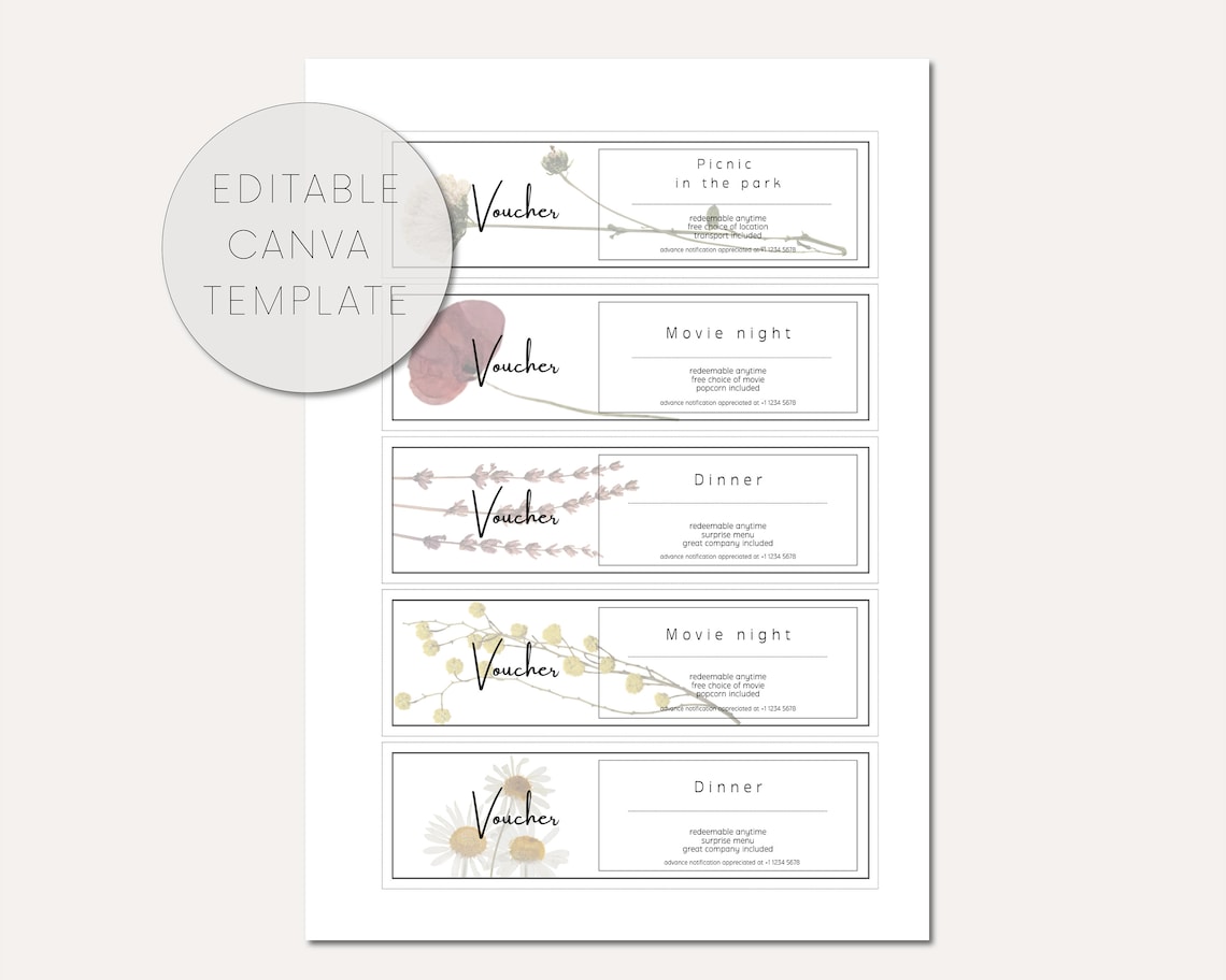 Gift Card Editable Gift Voucher Canva Template Printable Gift Card for ...