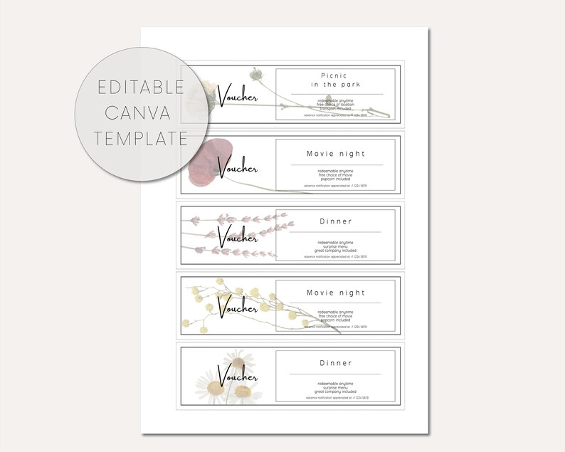 Gift Card Editable Gift Voucher Canva Template Printable Gift Card for ...