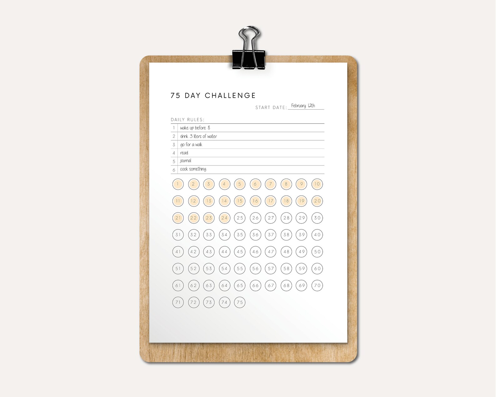 75 Day Challenge Printable Habit Tracker Download Goal Challenge ...